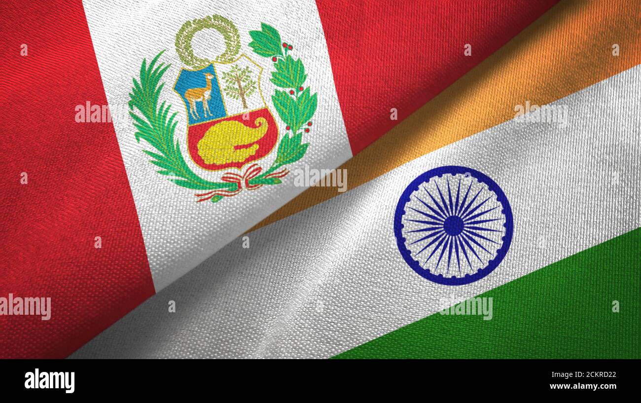 Peru and India two flags textile cloth, fabric texture Stock Photo - Alamy