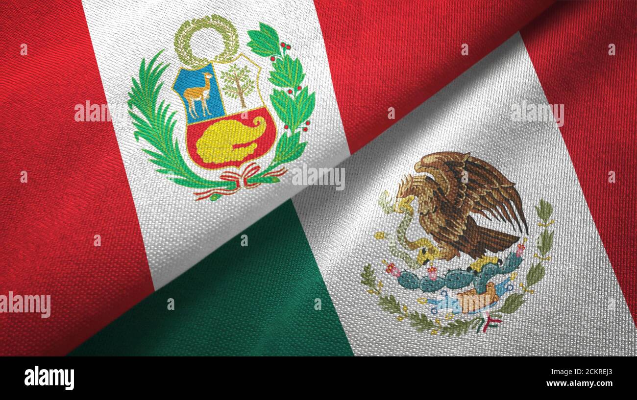 Peru and Mexico two flags textile cloth, fabric texture Stock Photo - Alamy