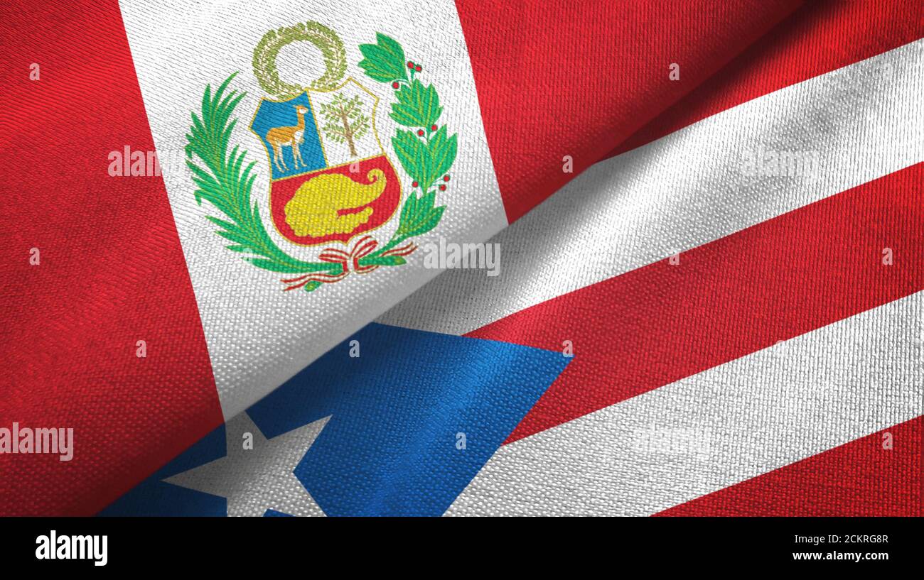 Peru and Puerto Rico two flags textile cloth, fabric texture Stock ...