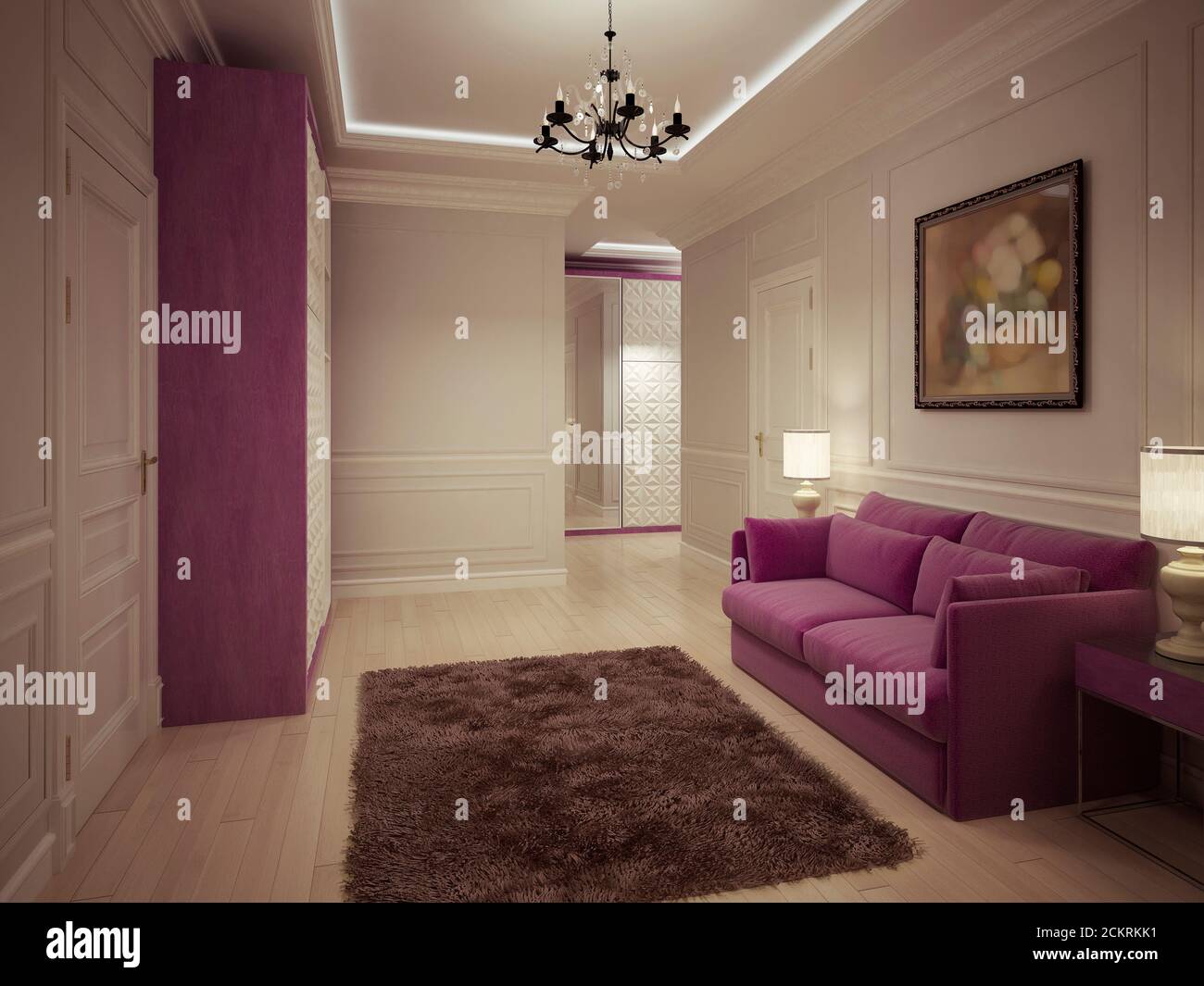 Luxury entrance hall design. 3d render Stock Photo - Alamy