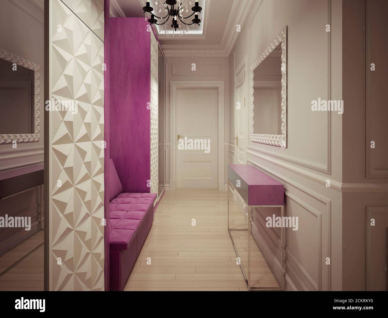Luxury corridor design. 3d render Stock Photo - Alamy