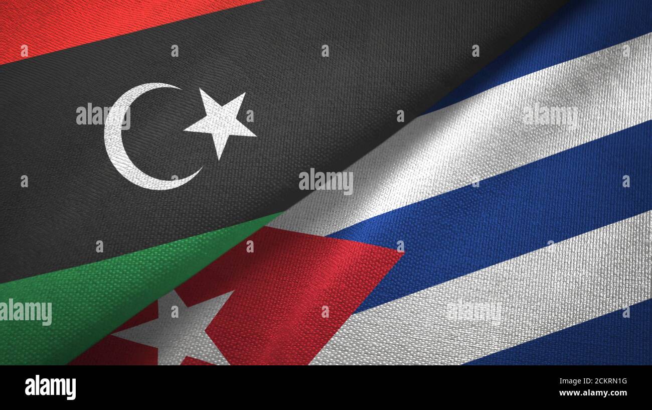 Libya and Cuba two flags textile cloth, fabric texture Stock Photo - Alamy