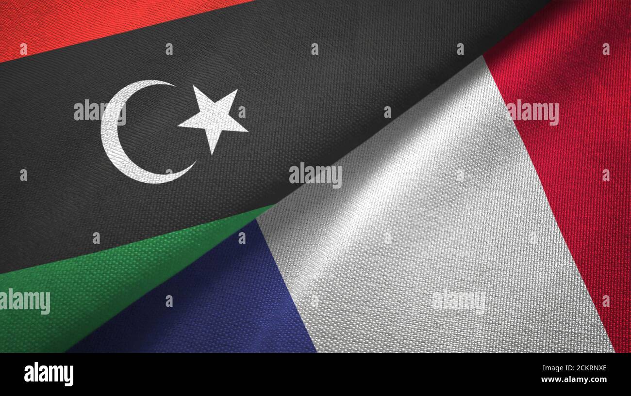 Libya and France two flags textile cloth, fabric texture Stock Photo ...