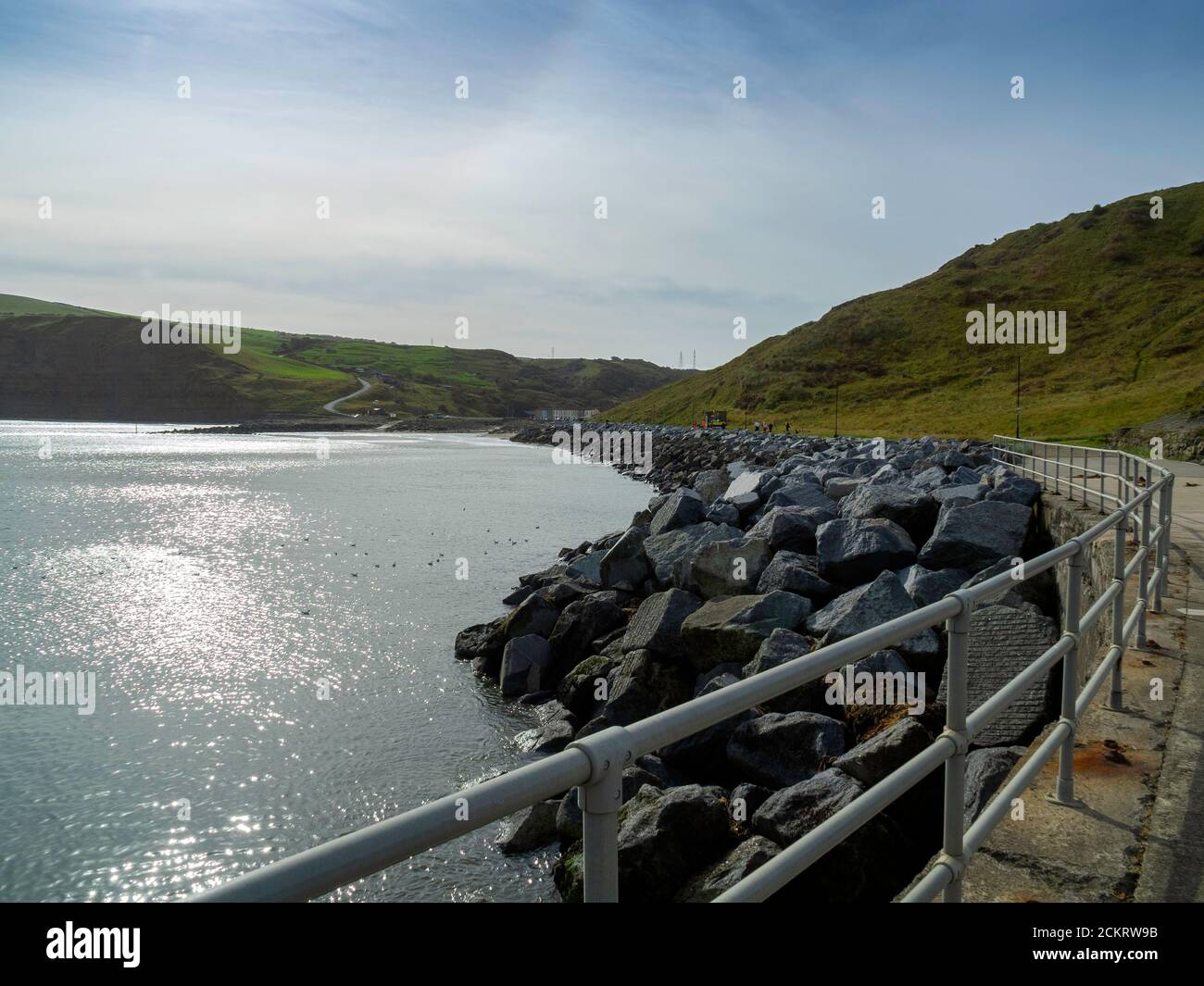 Harbour entrance in the bay at Skinningrove North Yorkshire England UK ...