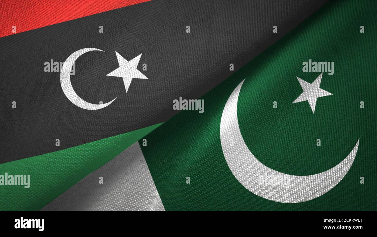 Libya and Pakistan two flags textile cloth, fabric texture Stock Photo ...