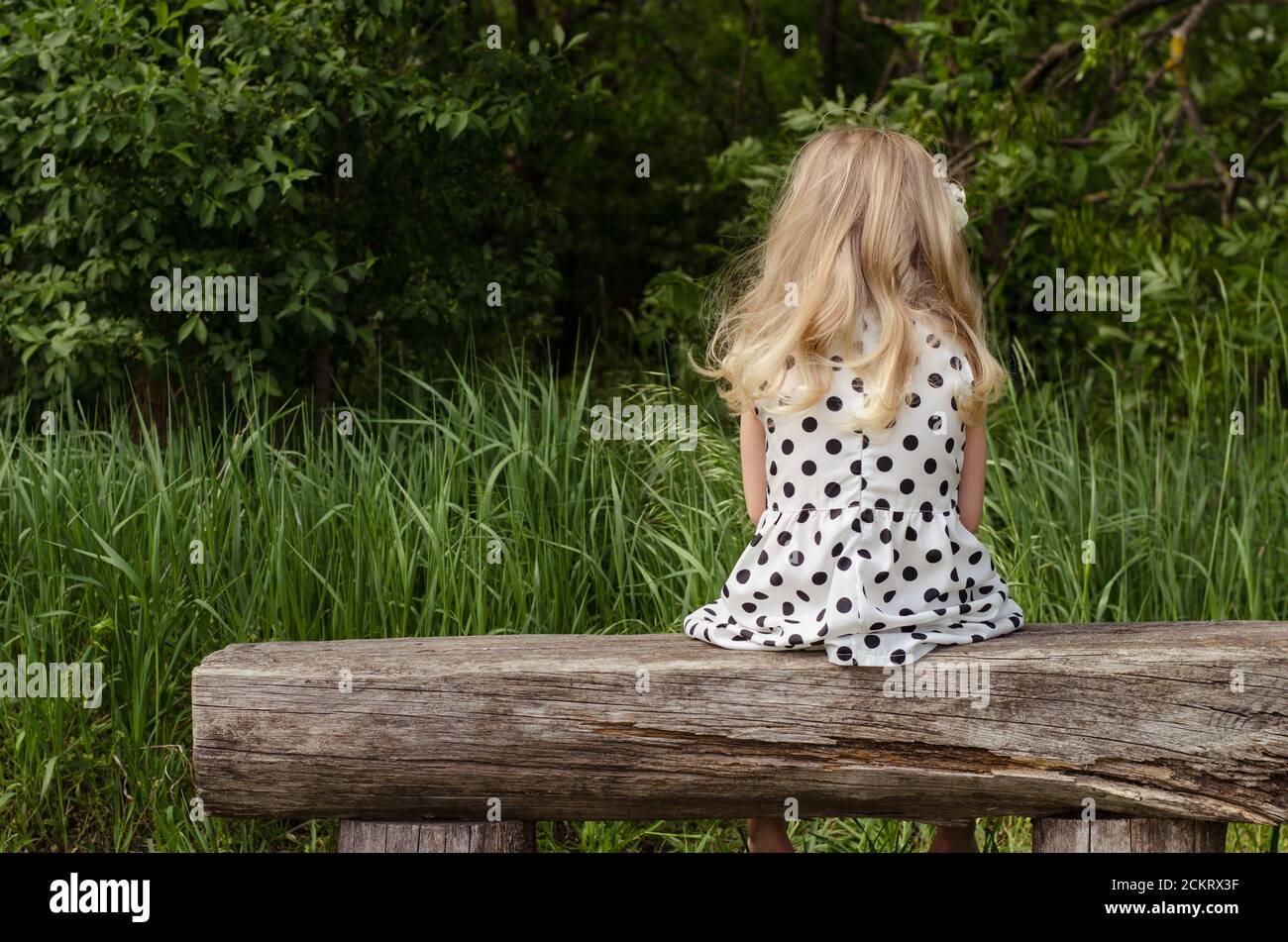 Back view happy girl long hi-res stock photography and images - Alamy