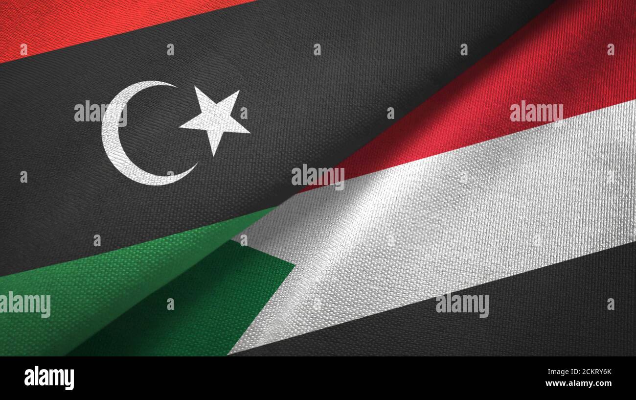 Libya and Sudan two flags textile cloth, fabric texture Stock Photo - Alamy
