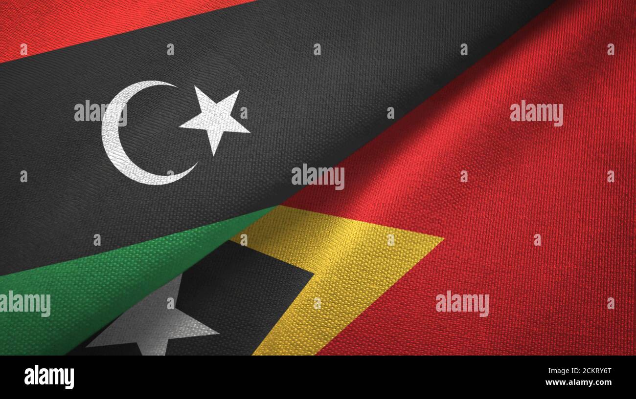 Libya and Timor-Leste East Timor two flags textile cloth, fabric ...