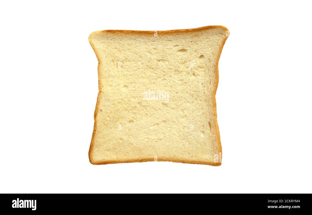 One slice of milk bread isolated on white background. Top view. Tasty ...