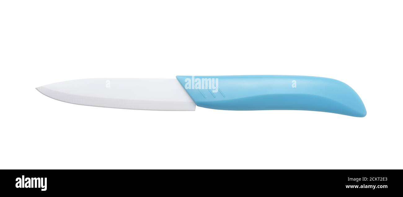 Side view of white blade ceramic kitchen knife isolated on white Stock ...