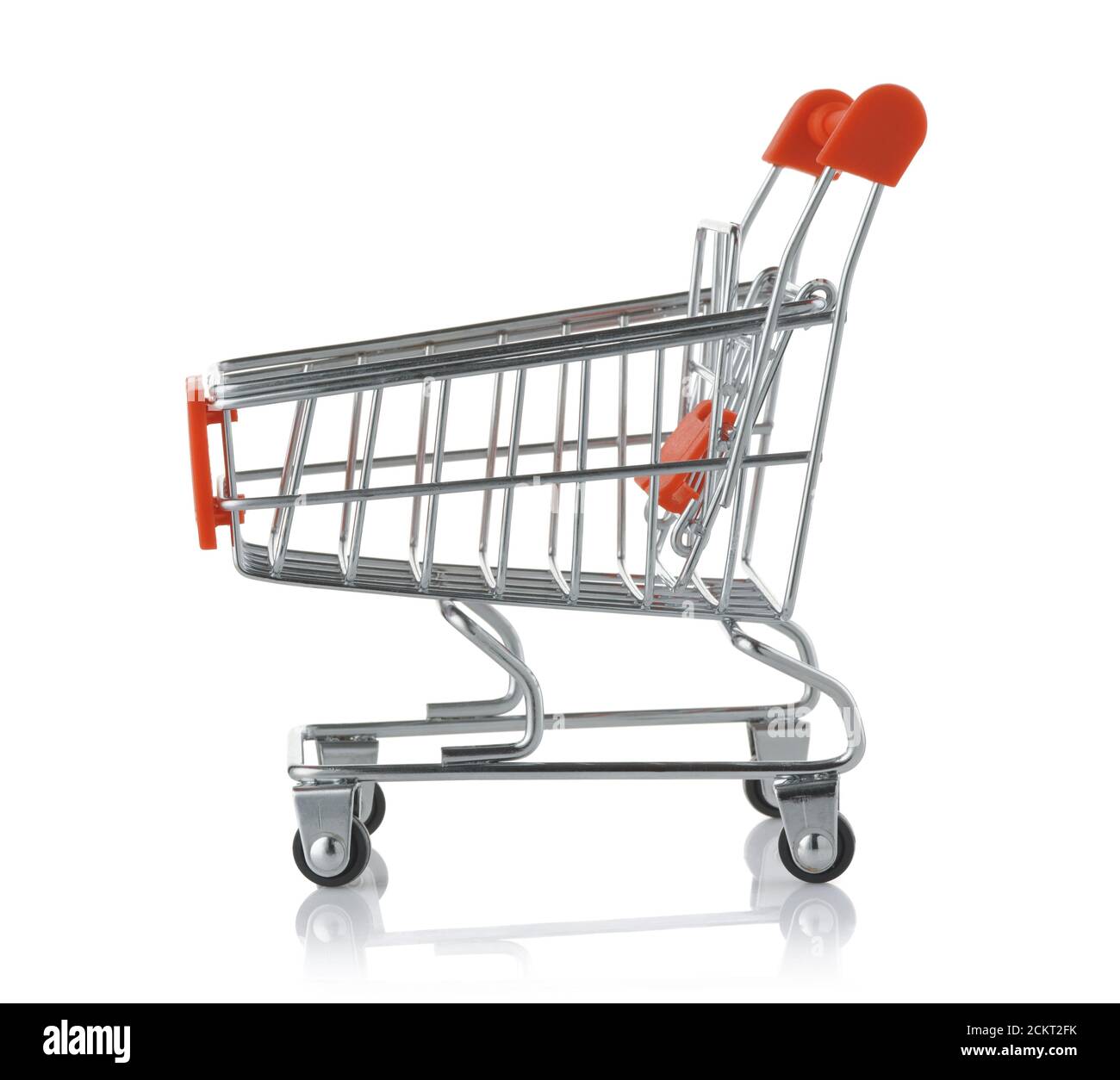Side view of empty toy shopping trolley cart isolated on white Stock ...