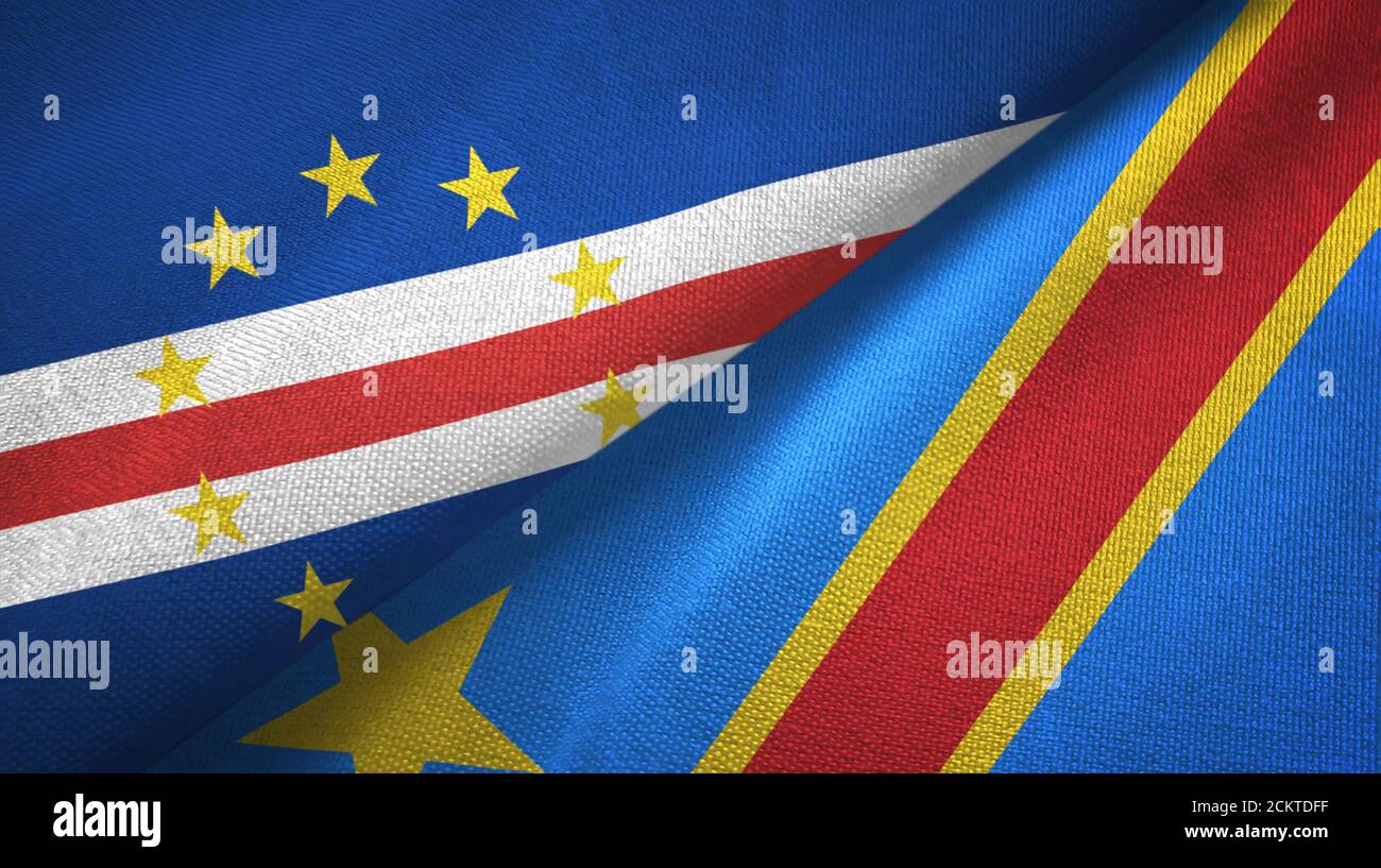 Cabo Verde and Congo Democratic Republic two flags textile cloth Stock ...