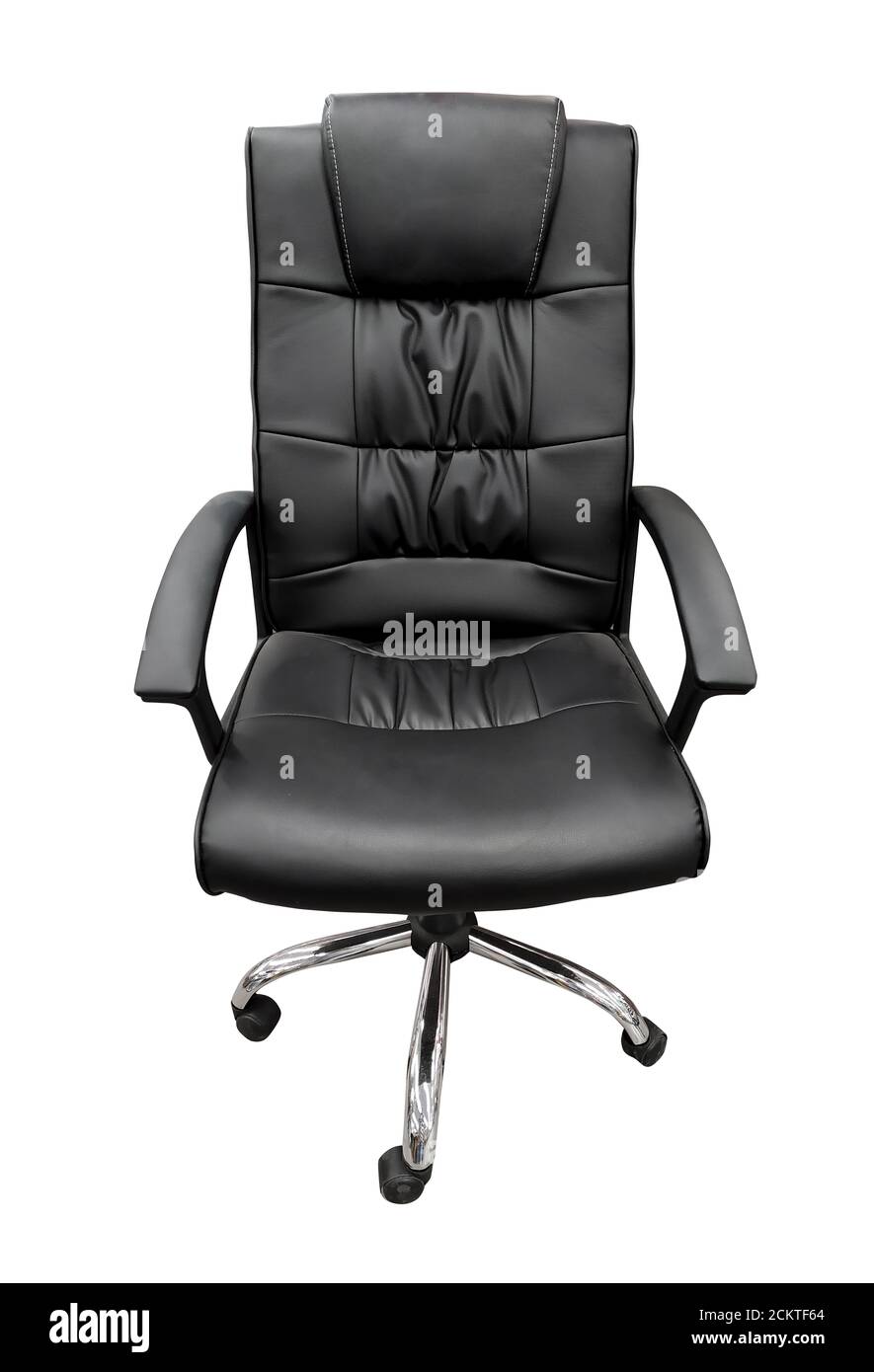 Black leather boss office chair isolated on white background Stock ...