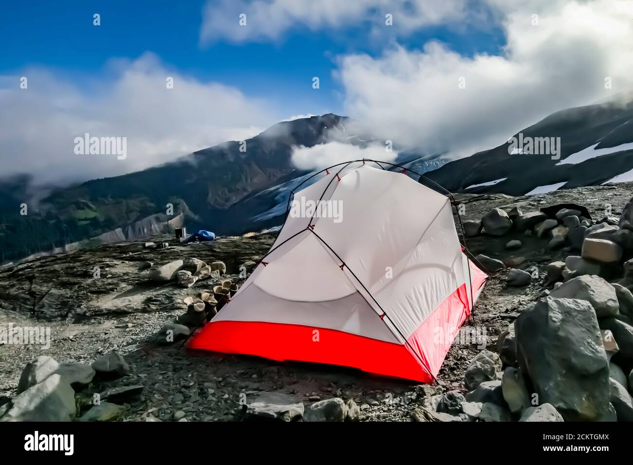 Tentsite used by climbers and backpackers in Hogsback Camp on ...
