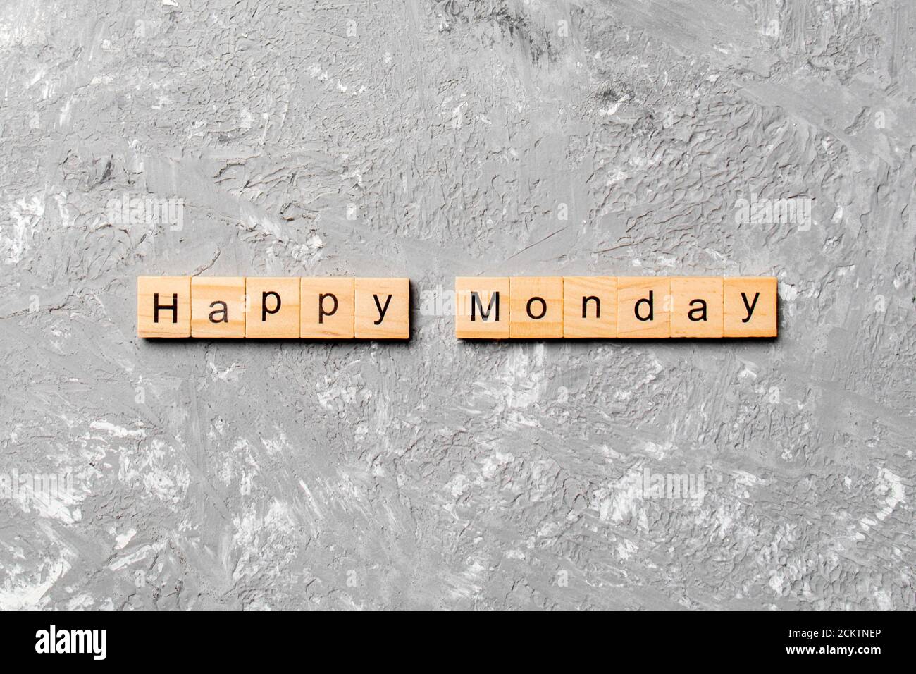 Happy monday word written on wood block. Happy monday text on cement ...