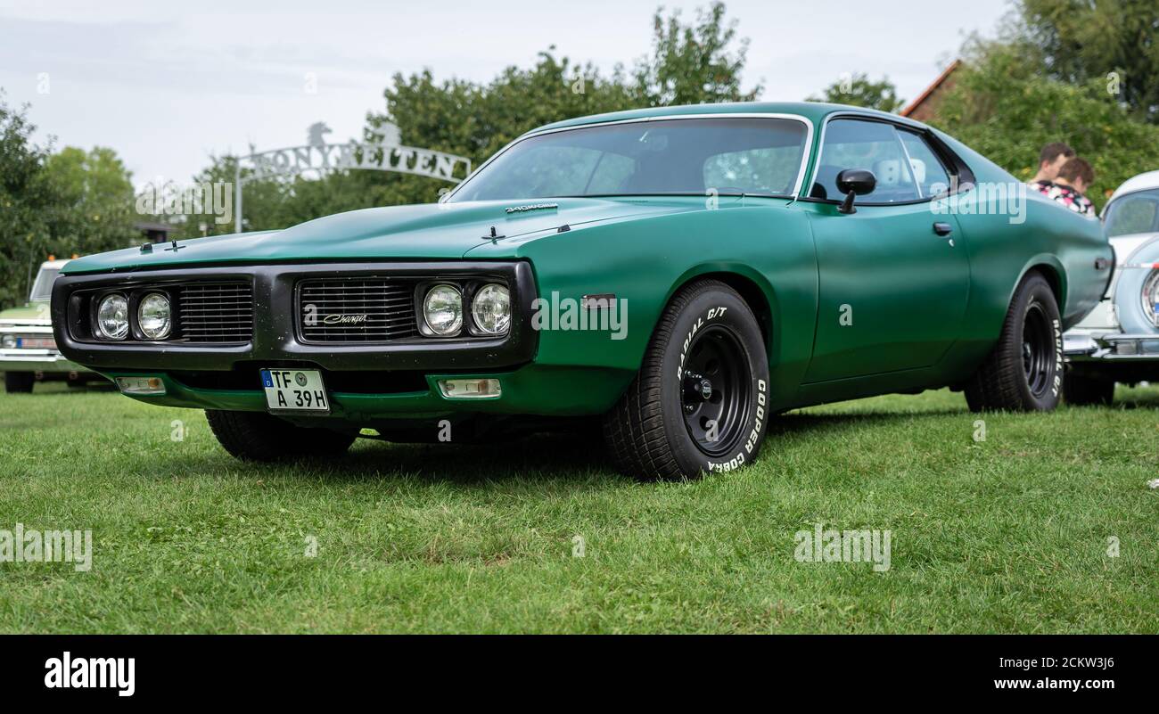 DIEDERSDORF, GERMANY - AUGUST 30, 2020: The muscle car Dodge Charger ...