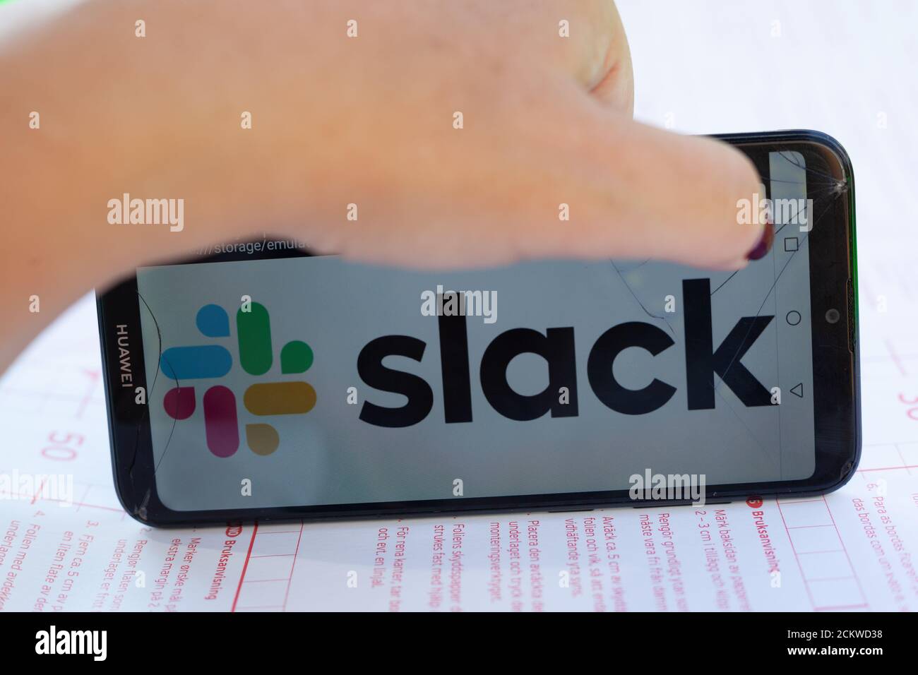 Business / Tech Lifestyle Concept - View of a female hand holding a ...