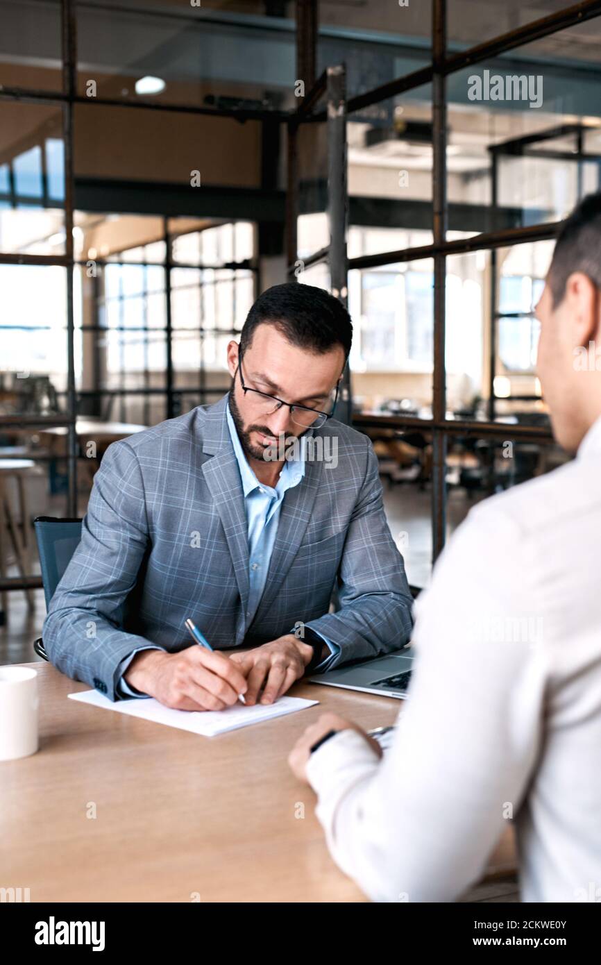 Interview two people male hi-res stock photography and images - Alamy