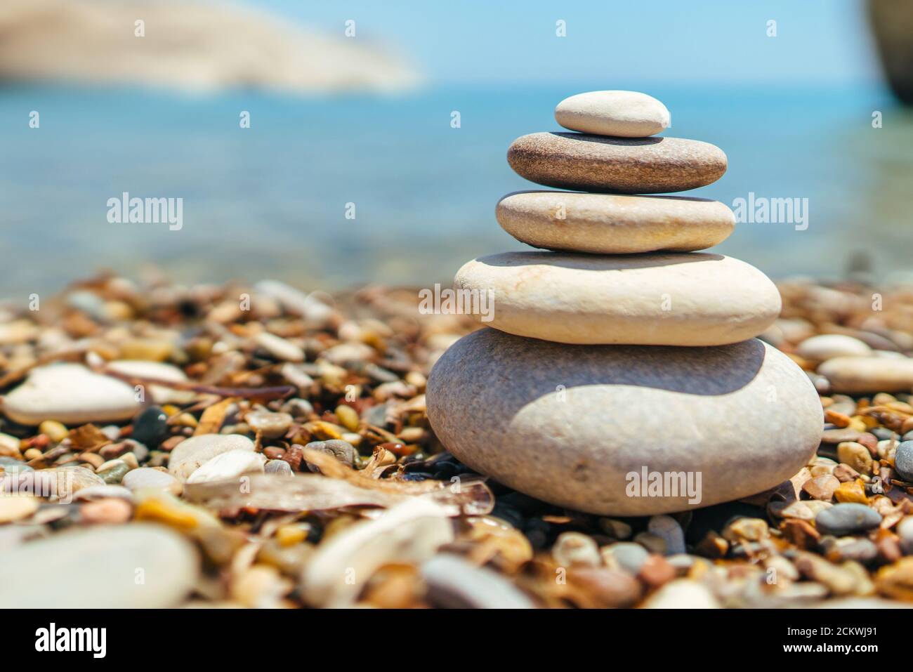 Stack of stones on the beach Stock Photo - Alamy