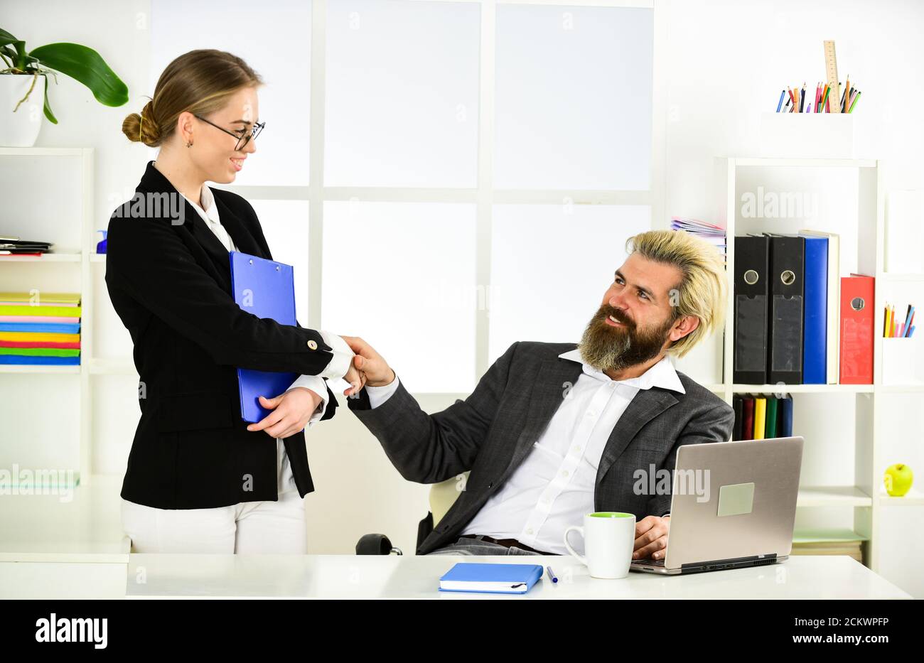 Build career. Office secretary. Business couple working. Couple in ...