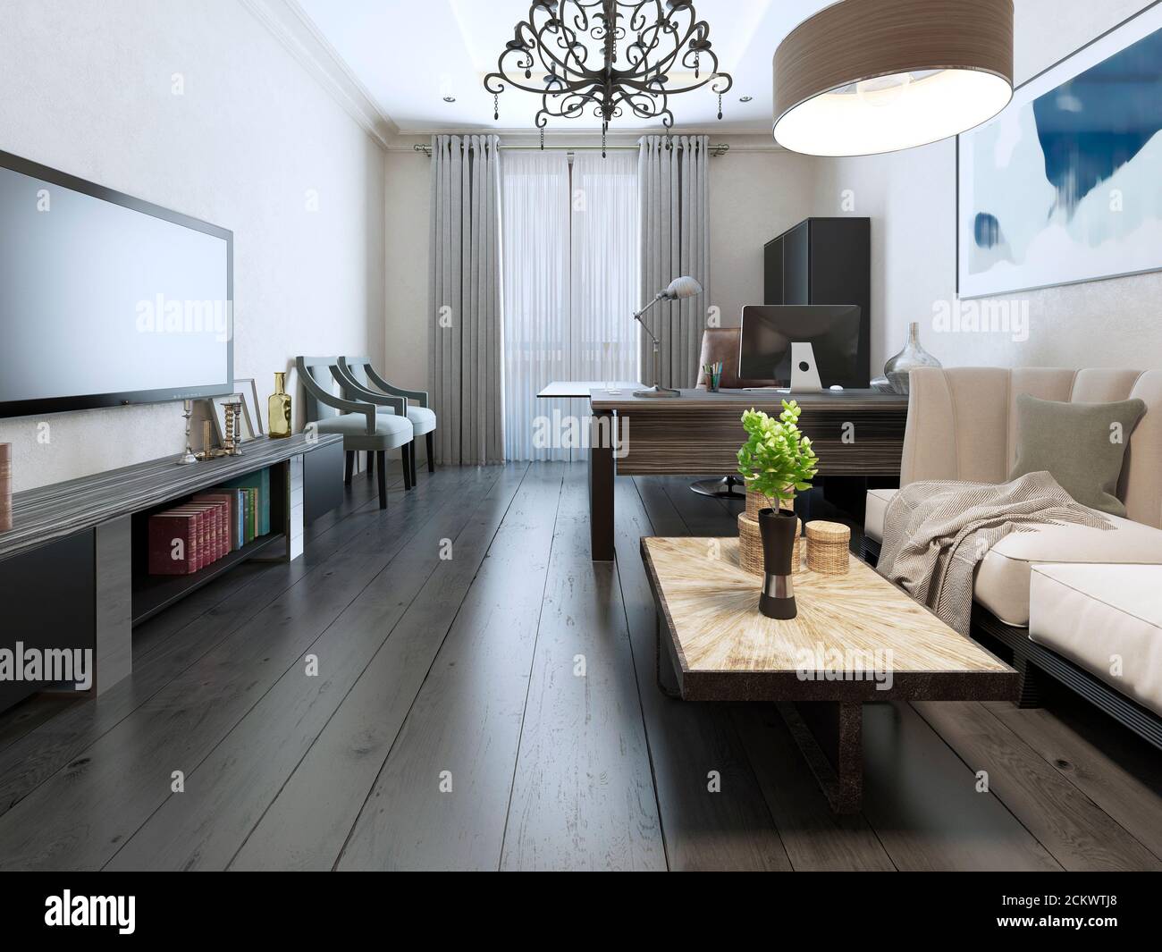 Negotiation room modern interior. 3d render Stock Photo - Alamy