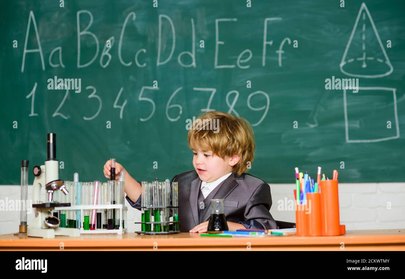 little boy at lesson. Back to school. Little boy at the elementary ...