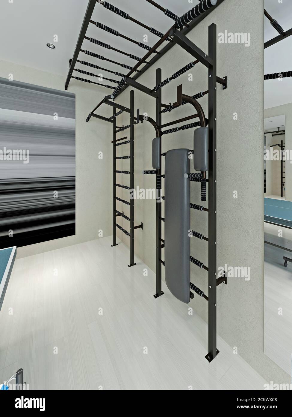 Wall bars in the gym. 3d render Stock Photo - Alamy