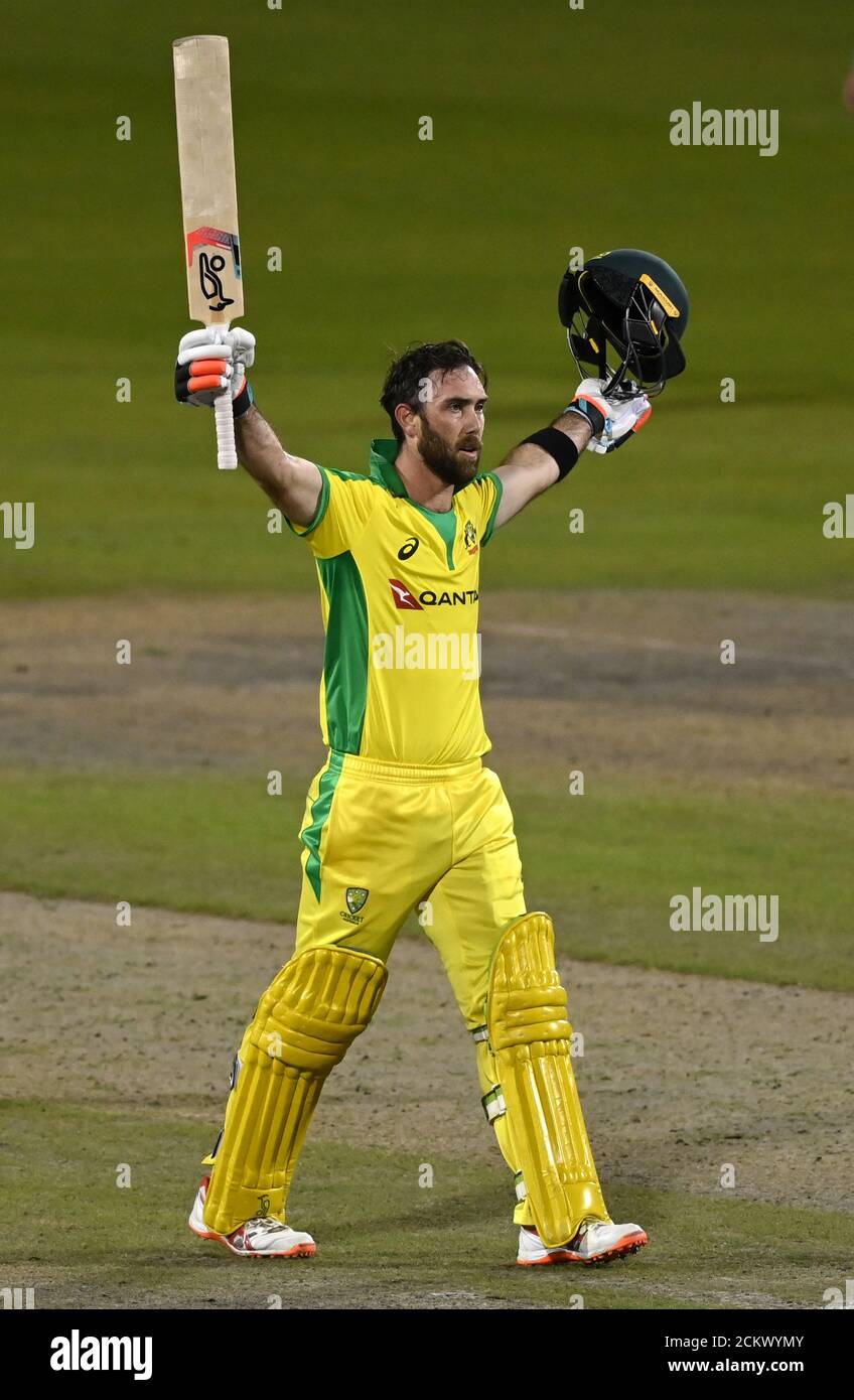 Australias glenn maxwell celebrates reaching hi-res stock photography ...