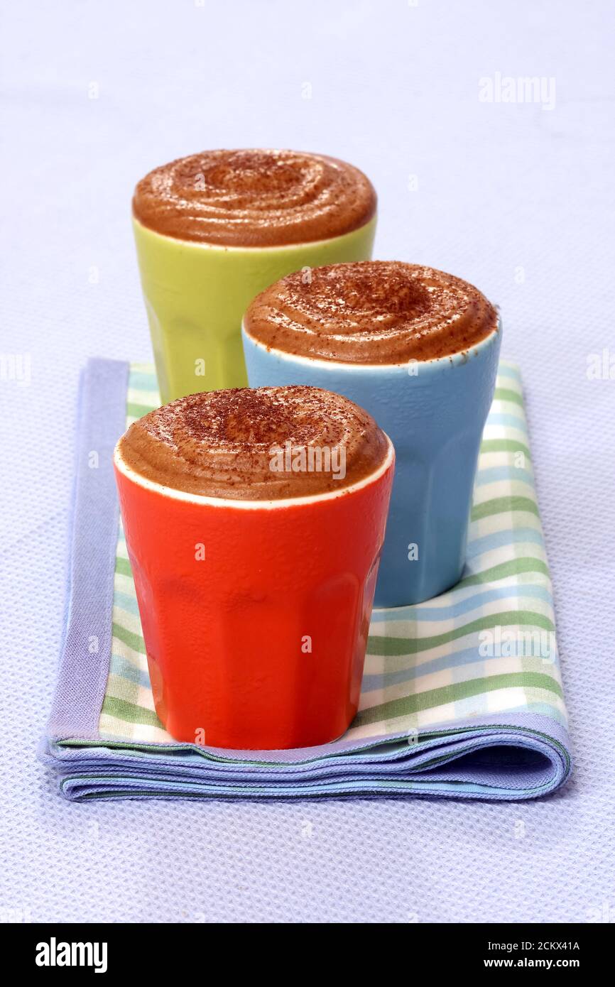 chocolate mousse in colorful cups Stock Photo - Alamy