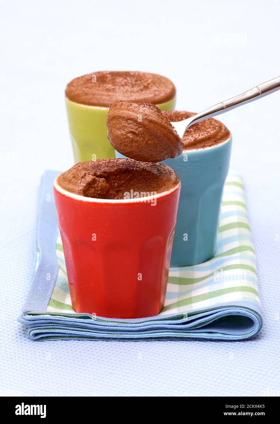 chocolate mousse in colorful cups Stock Photo - Alamy
