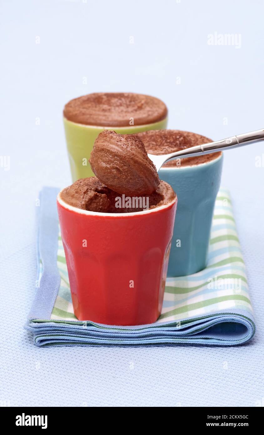 chocolate mousse in colorful cups Stock Photo - Alamy