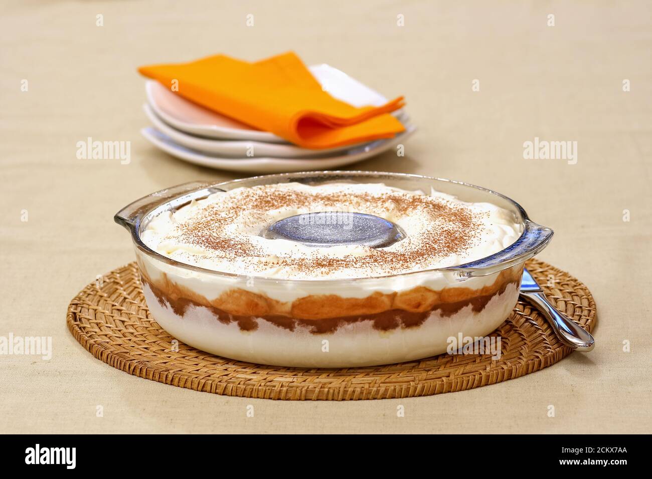 chocolate pave with whipped cream Stock Photo - Alamy