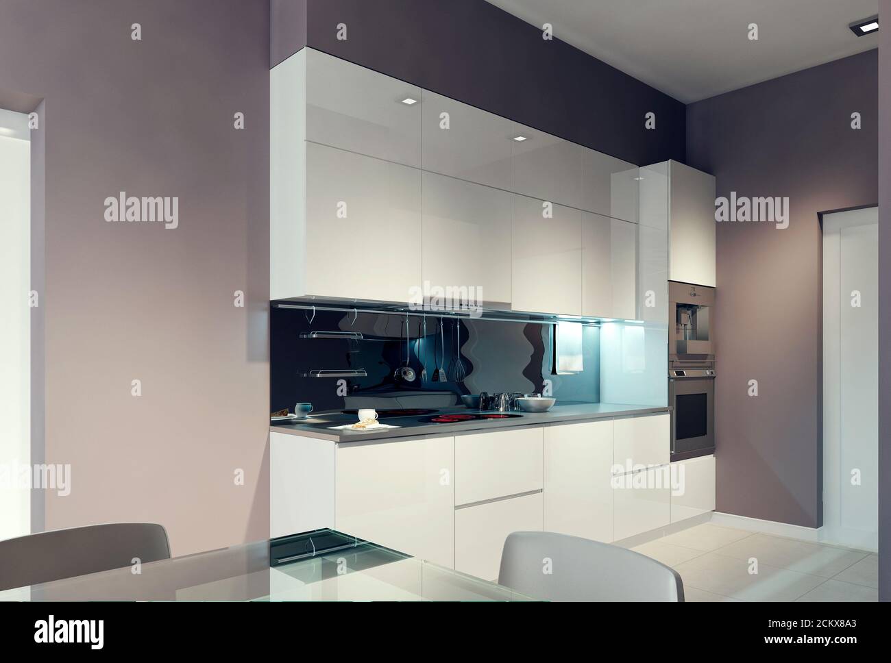 Avant-garde kitchen design. 3d render Stock Photo - Alamy