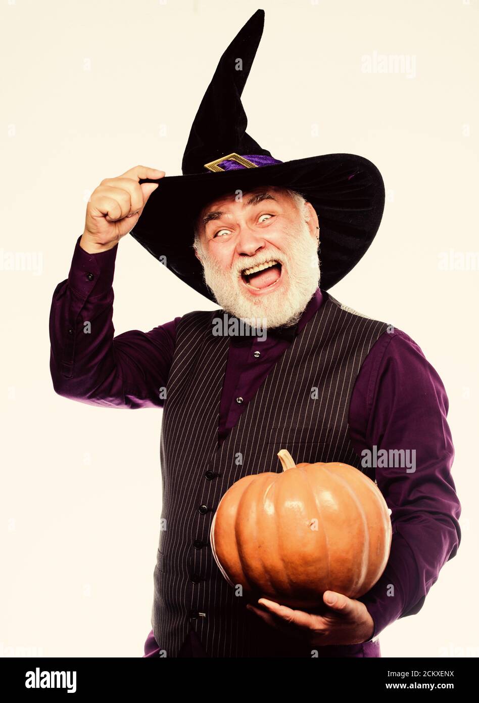 Experienced and wise. Magic spell. Halloween tradition. Cosplay outfit ...