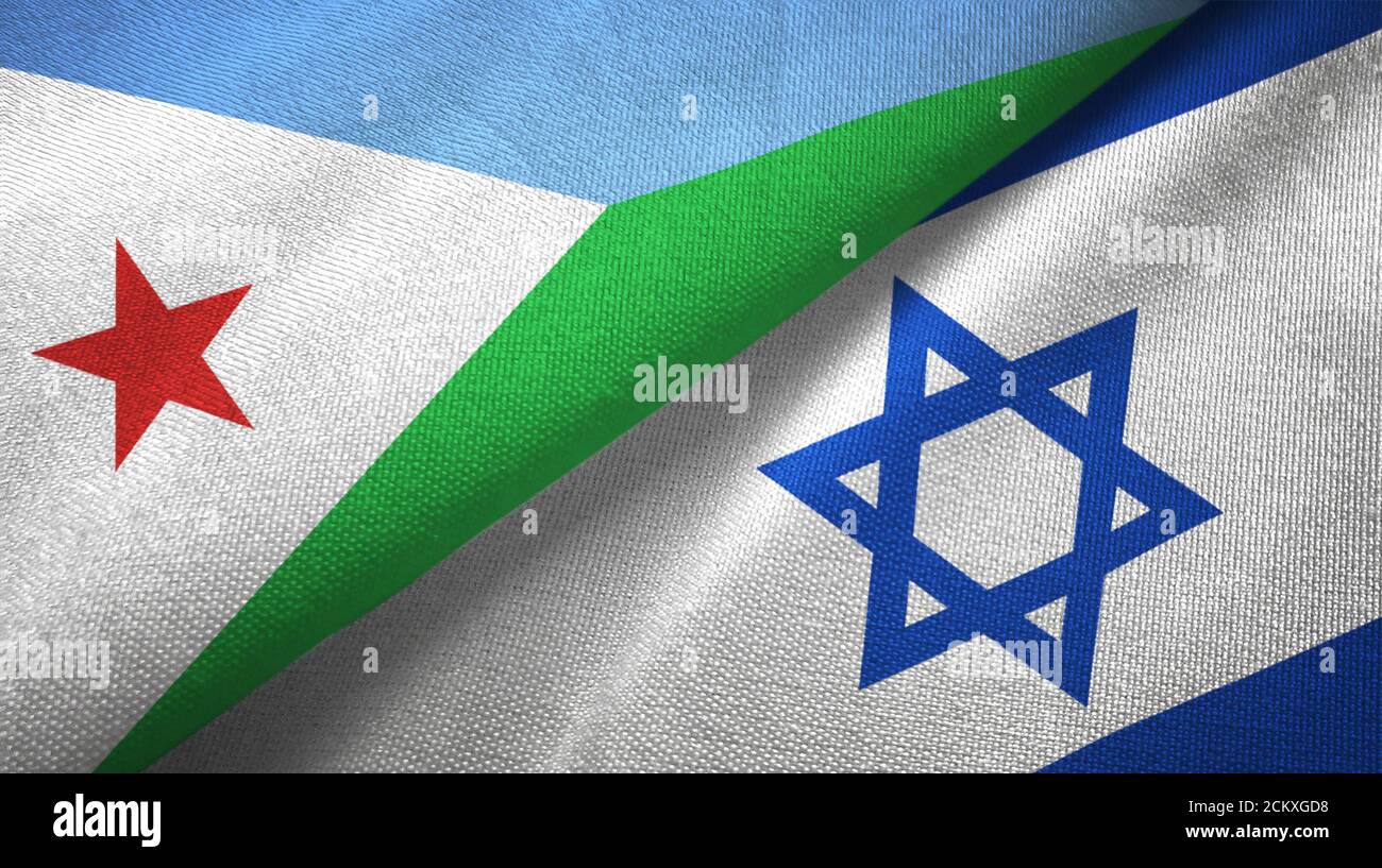 Djibouti and Israel two flags textile cloth, fabric texture Stock Photo ...