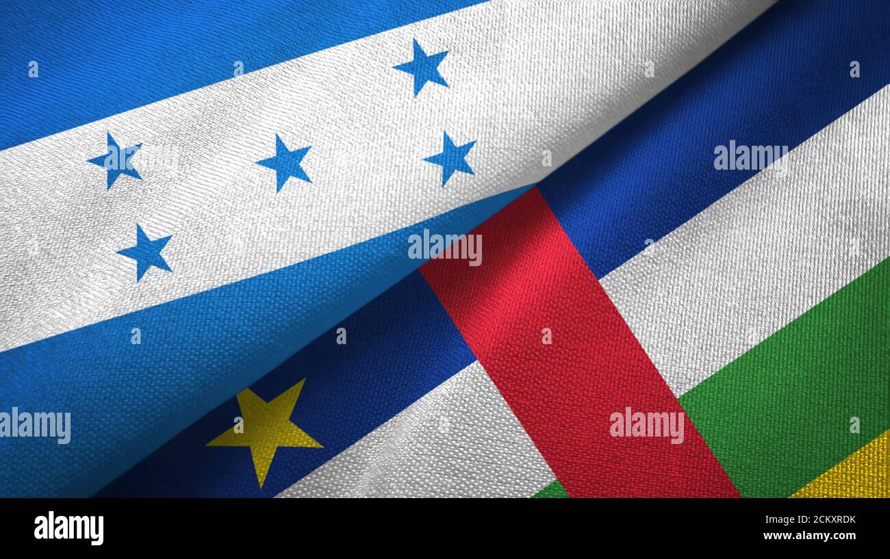 Honduras and Central African Republic two flags textile fabric texture ...