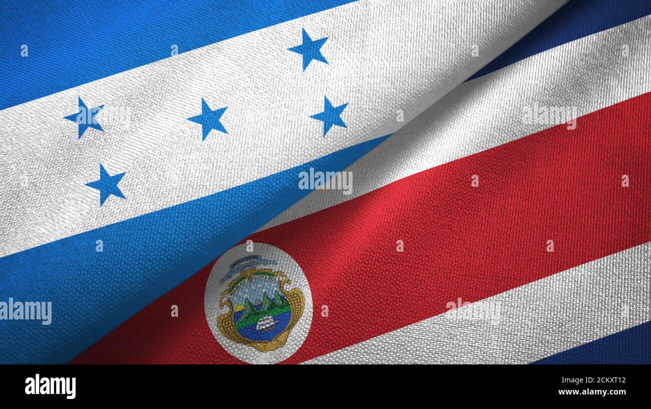 Honduras and Costa Rica two flags textile cloth, fabric texture Stock ...