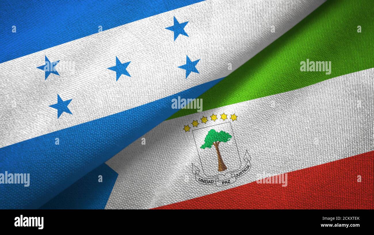 Honduras and Equatorial Guinea two flags textile cloth, fabric texture ...