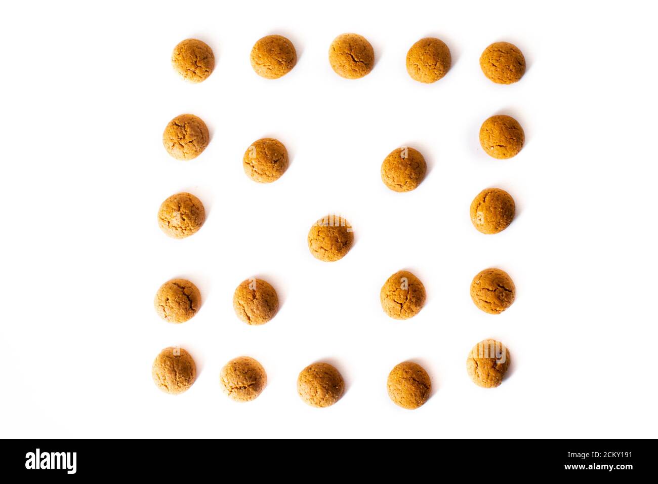 Topview of traditional Dutch candy called 'Pepernoten' in a gif lie in ...