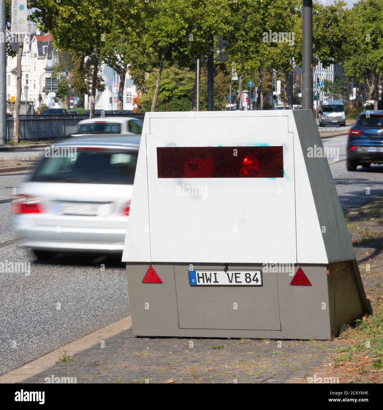Mobile speed camera at the roadside in Bonn, Germany, 16.09.2020 Stock ...