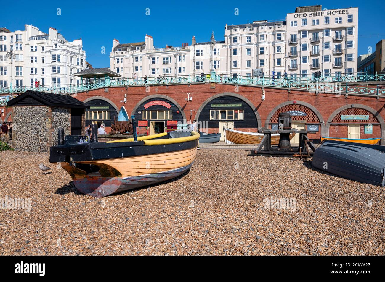 Fishing Boats on the Brighton Beach outside the Fishing Museum Stock ...