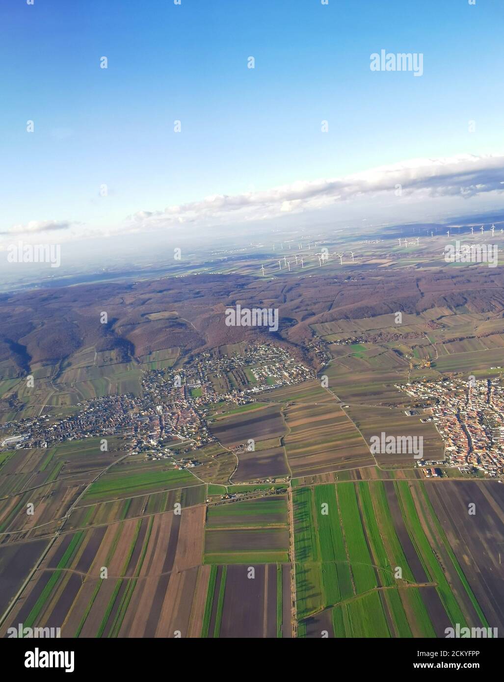 View of Vienna through the plane window Stock Photo - Alamy