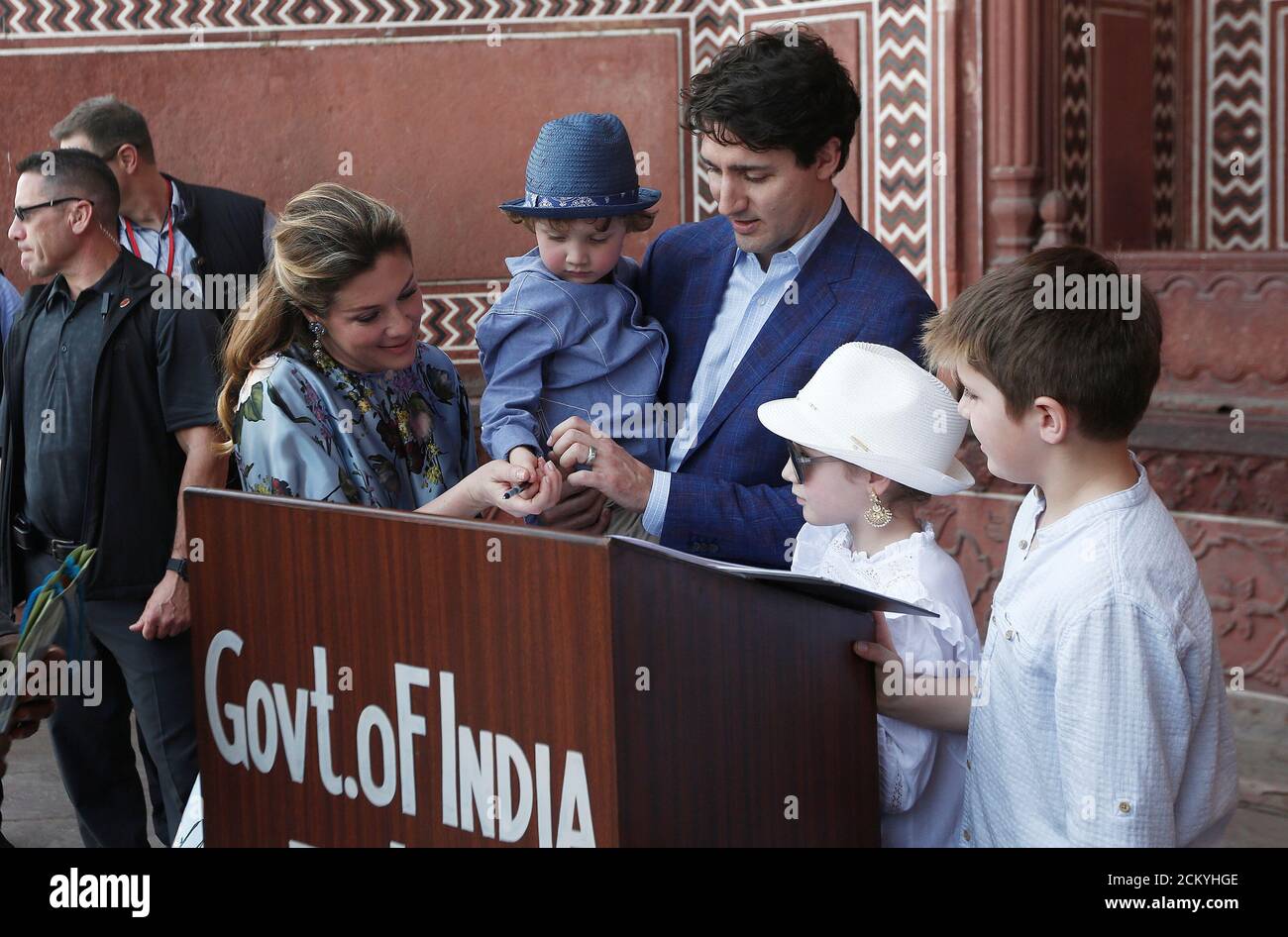Prime minister of canada and his son hadrien trudeau hi-res stock ...