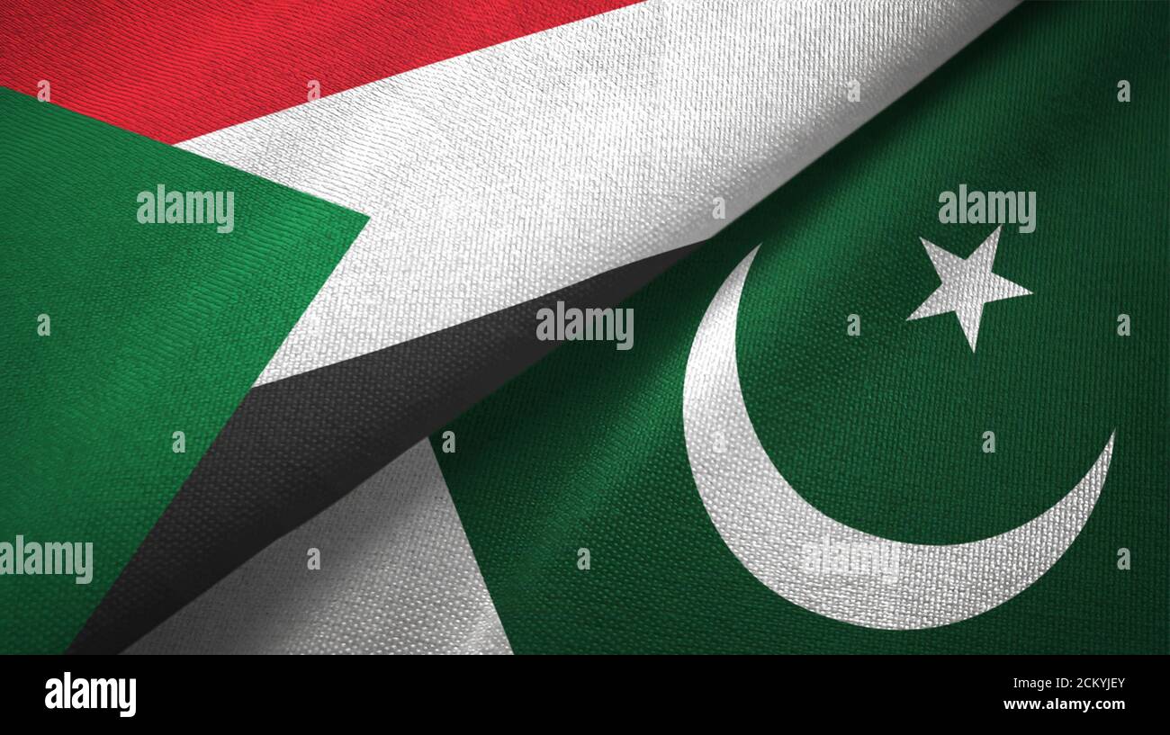 Sudan and Pakistan two flags textile cloth, fabric texture Stock Photo ...