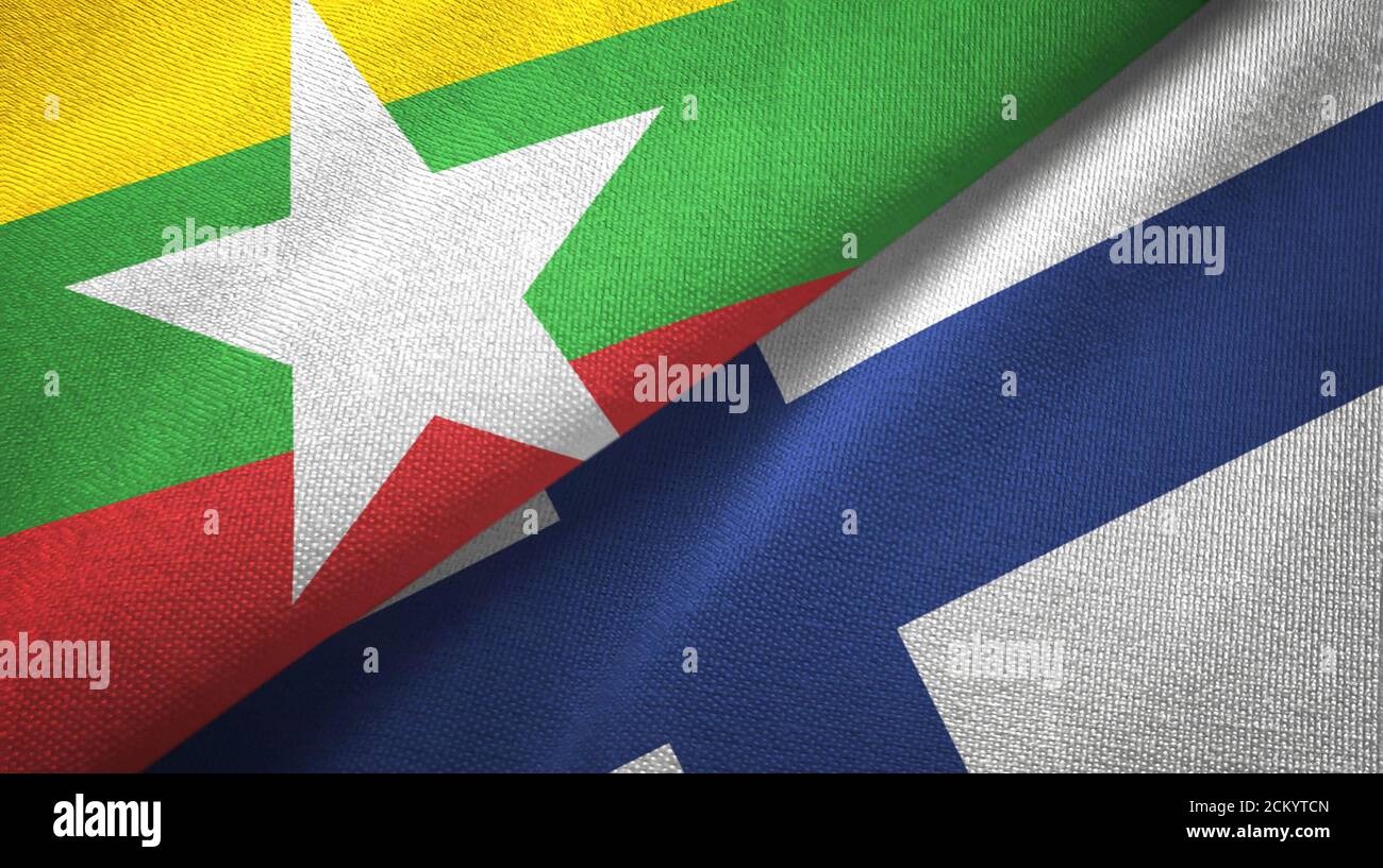 Myanmar and Finland two flags textile cloth, fabric texture Stock Photo ...