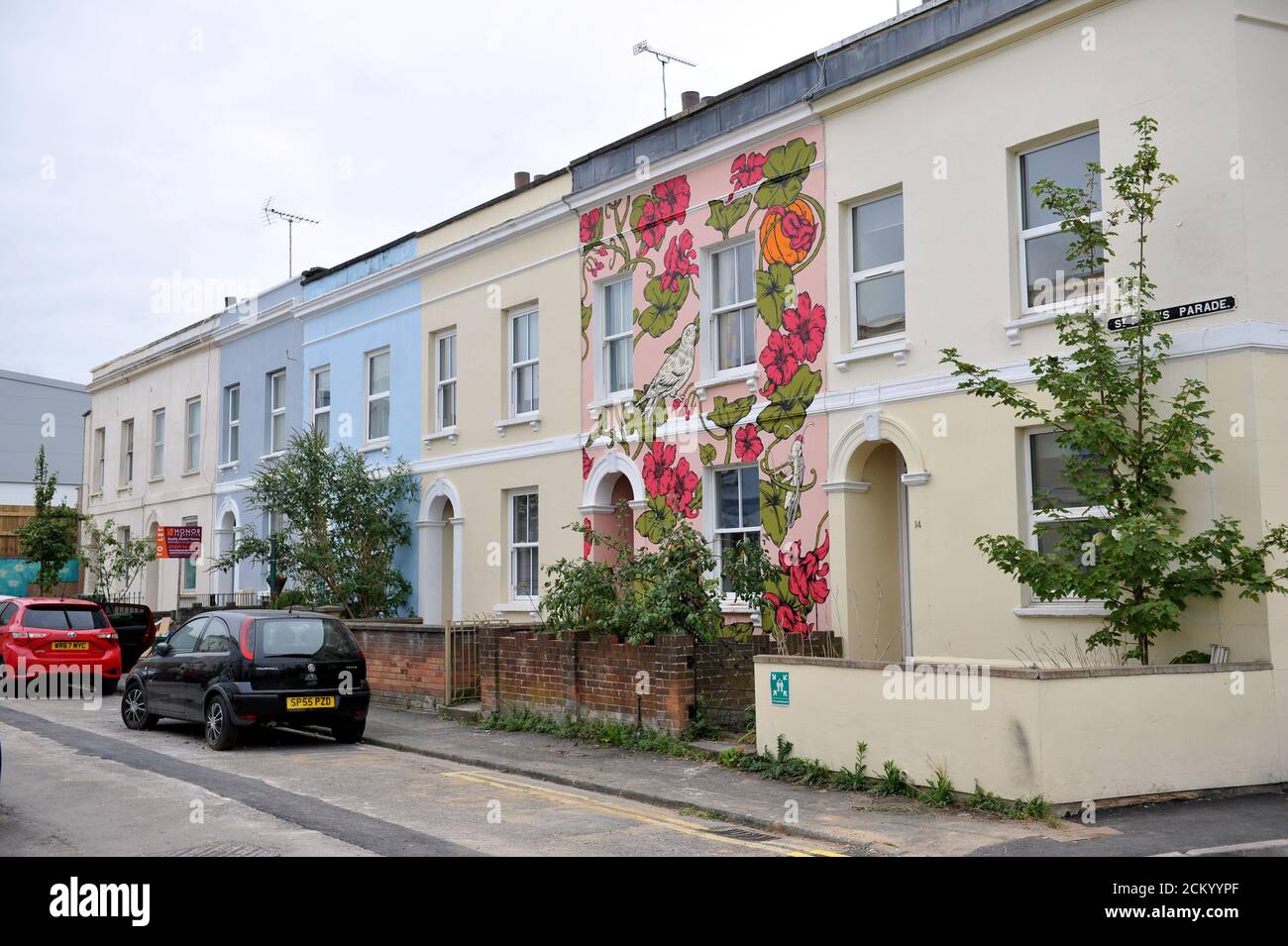 Artist Alex Lucas from Bristol with the house she painted in Cheltenham ...