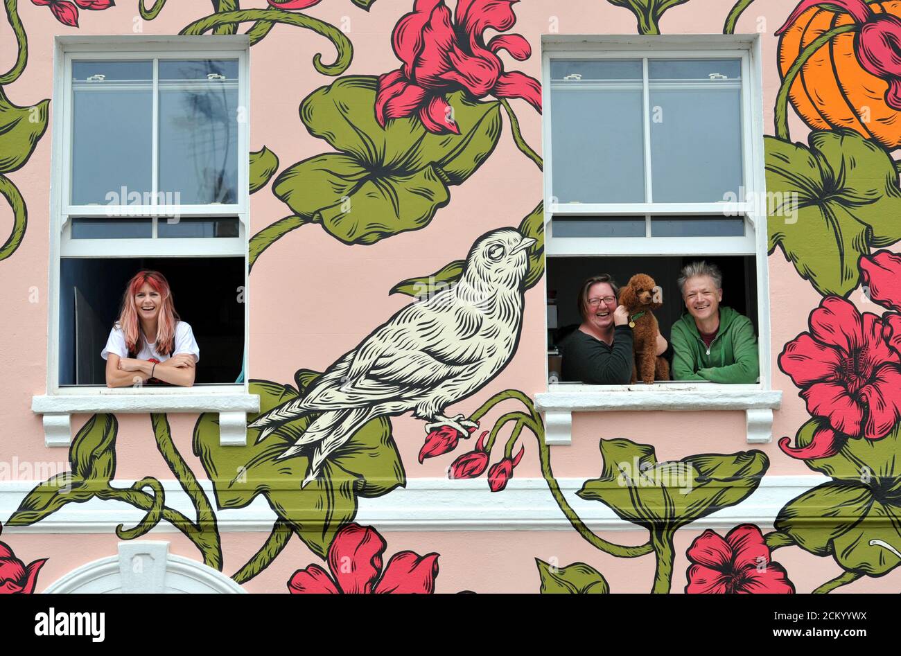 Artist Alex Lucas from Bristol with the house she painted in Cheltenham ...
