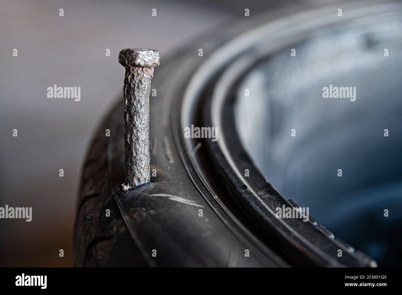 Car with destroyed tire hi-res stock photography and images - Alamy
