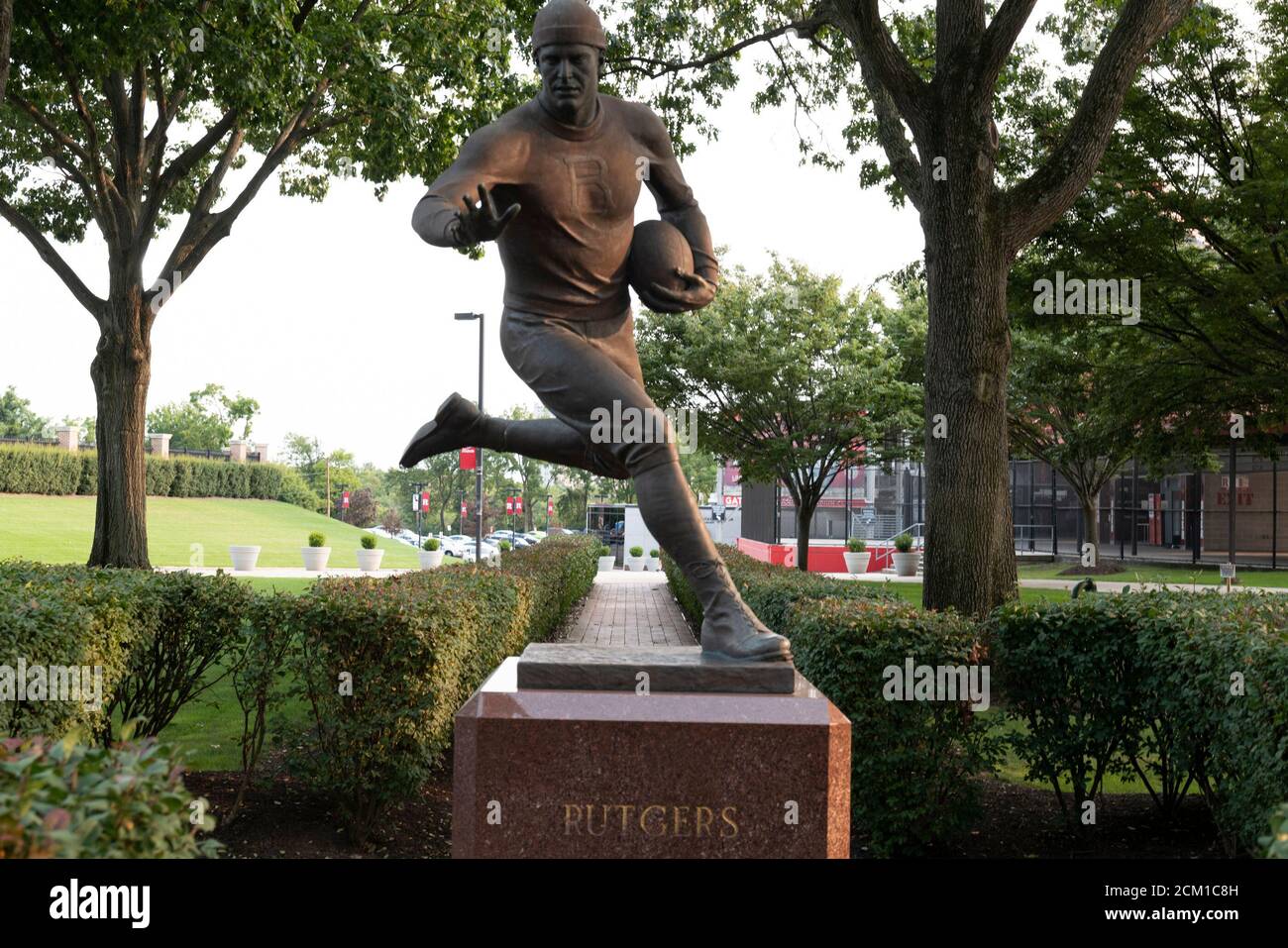 Piscataway, New Jersey, USA. 16th Sep, 2020. A statue of a football ...