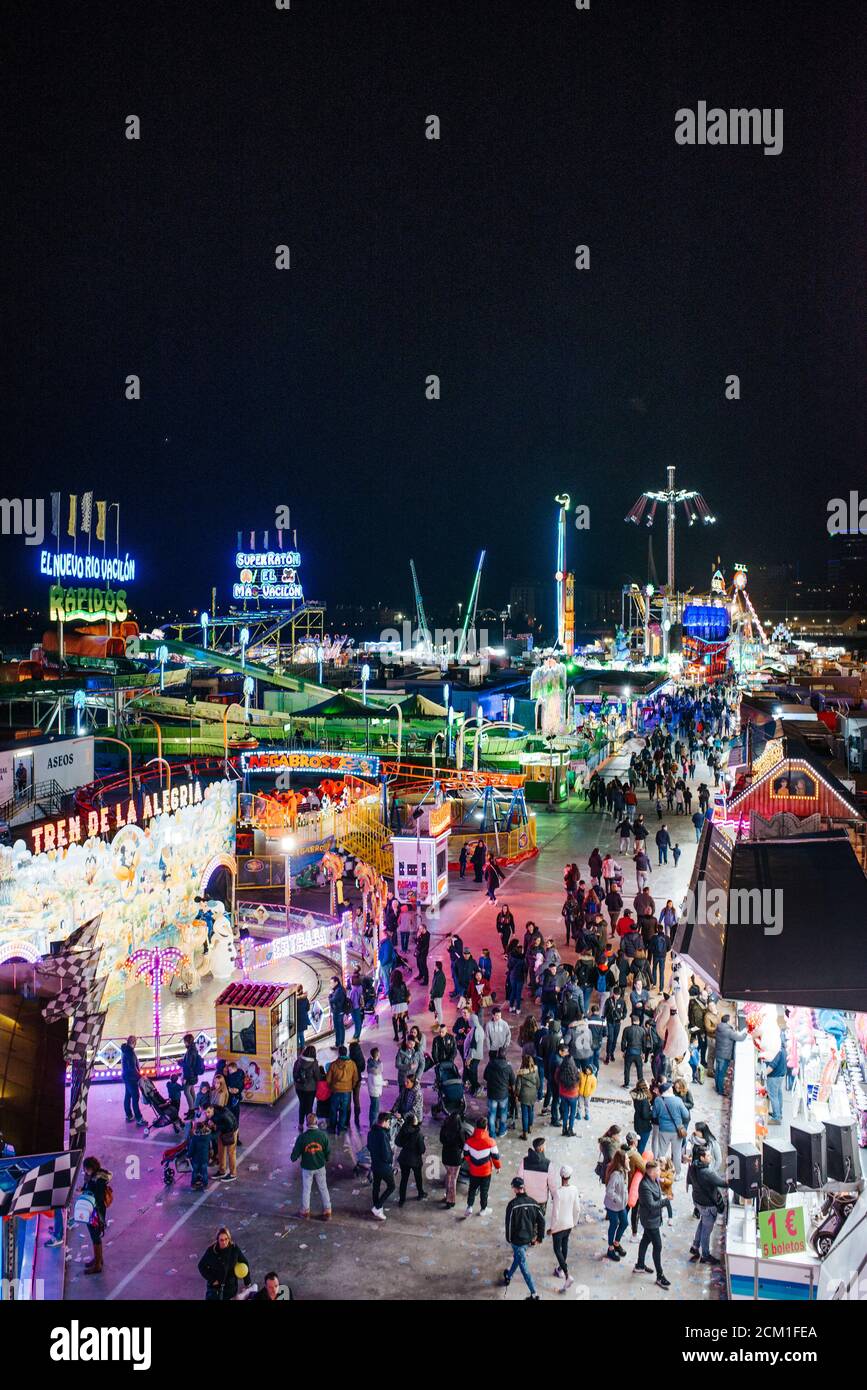 Colorful funfair/theme park seen from above at night Stock Photo - Alamy
